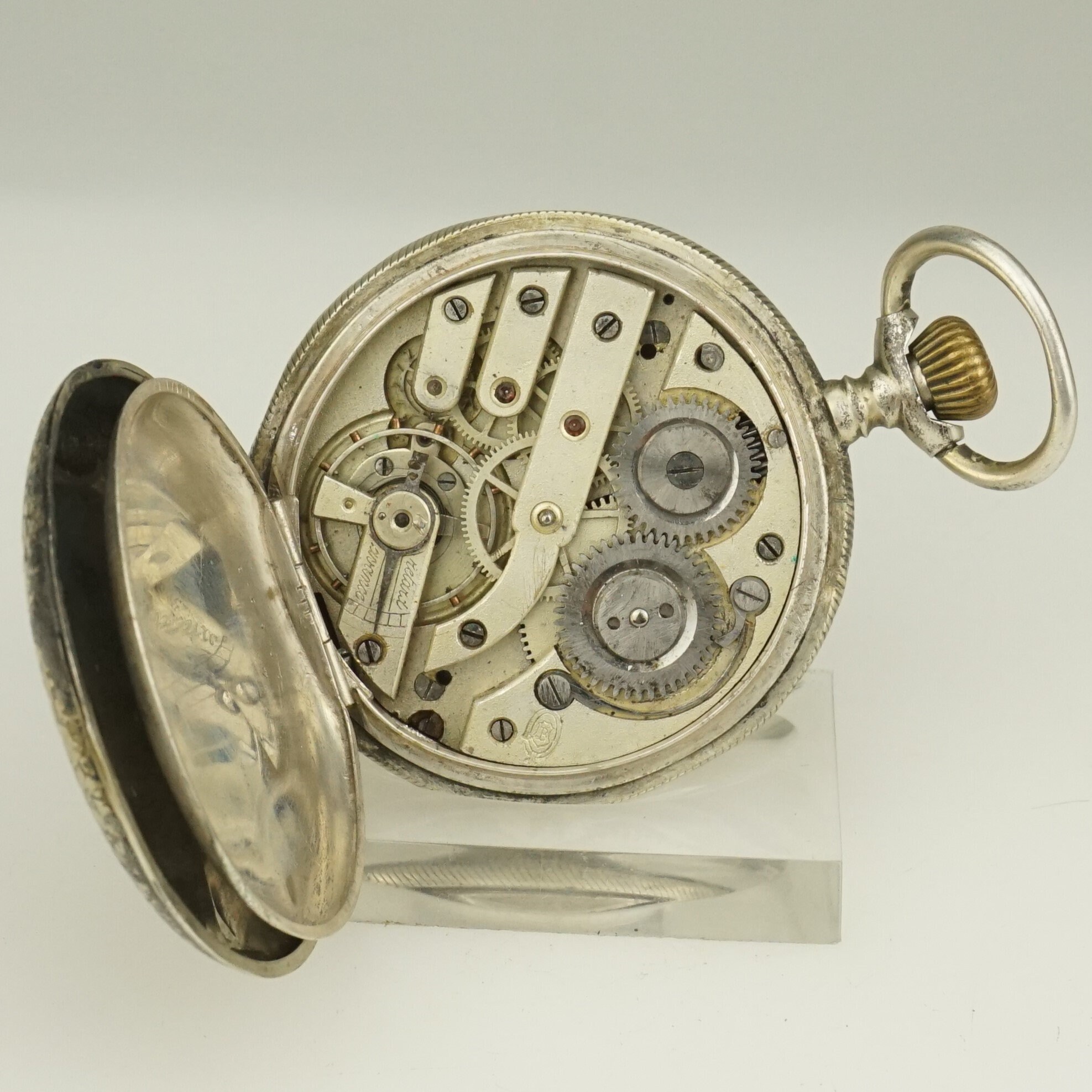 RARE! Niello Solid Silver Pocket Watch Antique Men's Ladies No Fusee ...