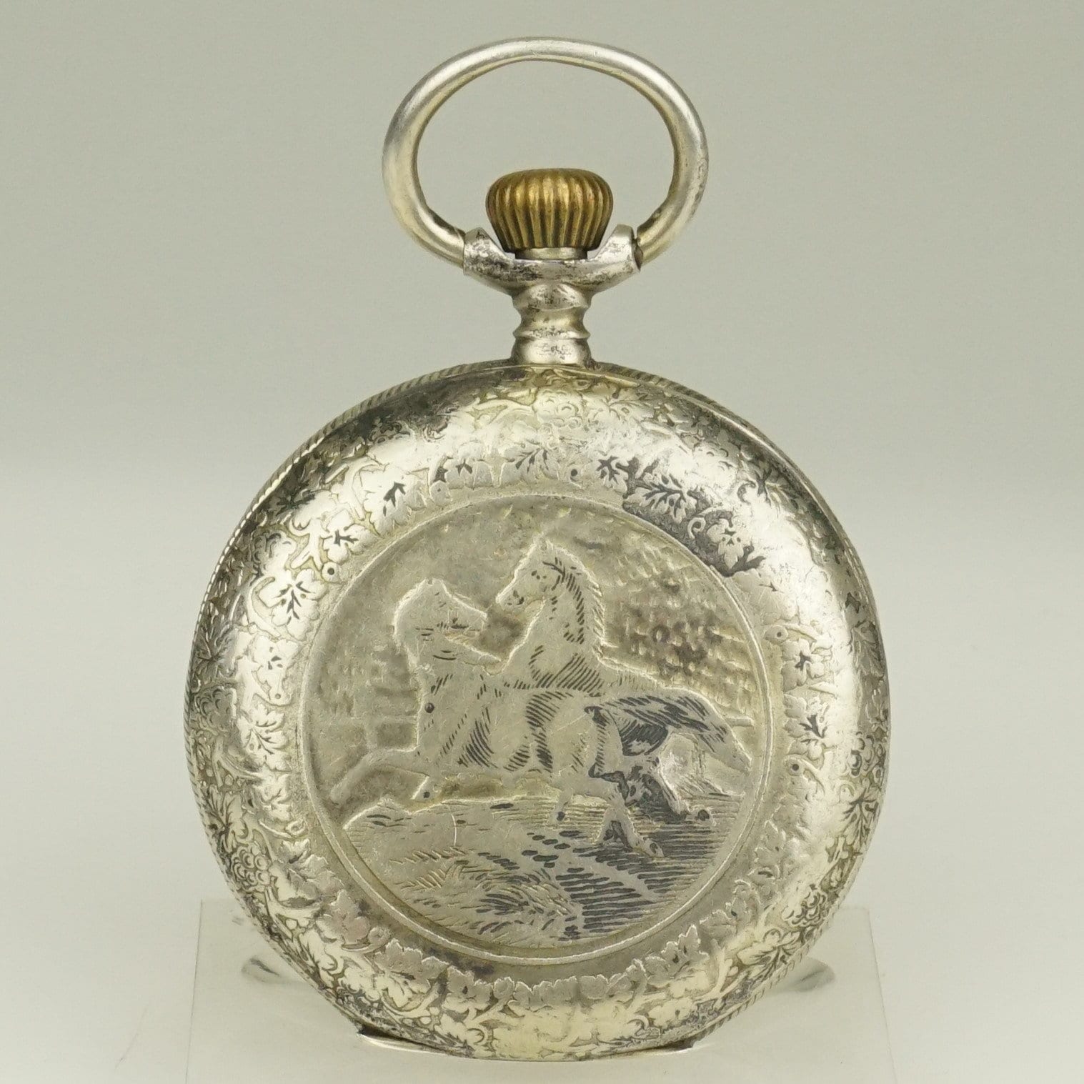 RARE Niello Solid Silver Pocket Watch Antique Men's Ladies No Fusee ...