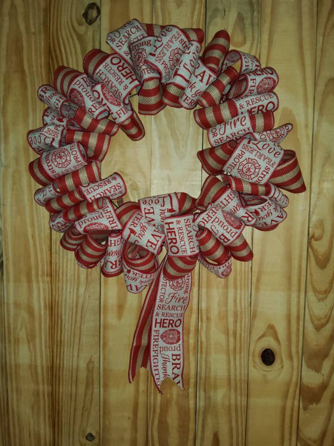 Fire Fighter Thank You Wreath With Matching Bow - Etsy