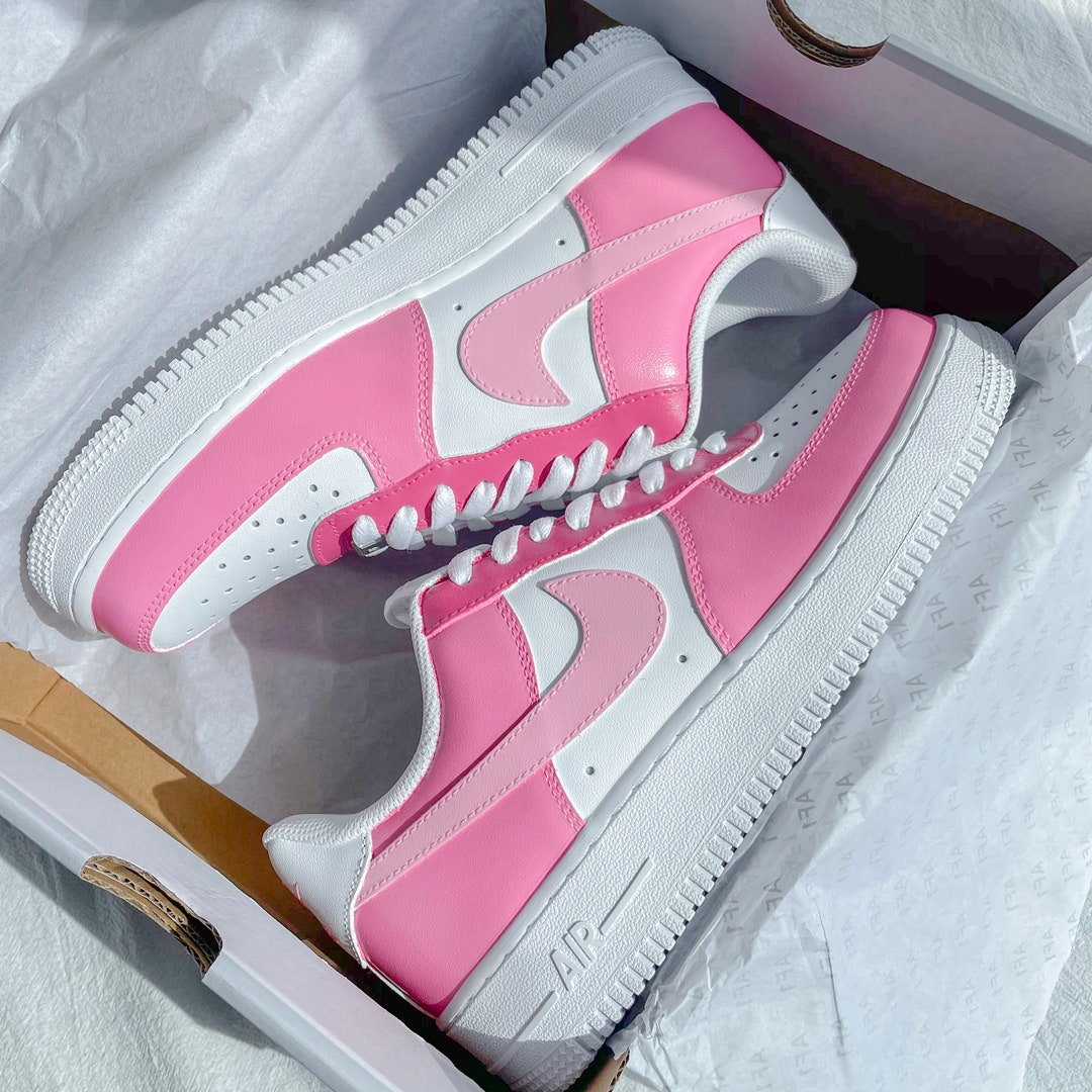 Pink Custom Air Force 1 Hand Painted Custom AF1 Custom Designs Custom ...