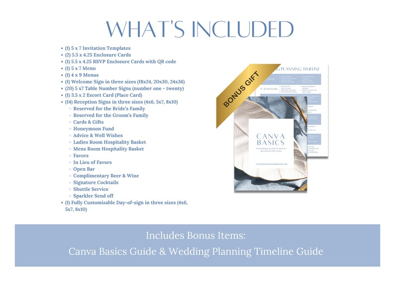 Dusty Blue Complete Wedding Bundle Canva Template, Editable ...