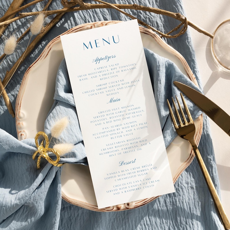 Wedding Menus Winter Blue - Etsy