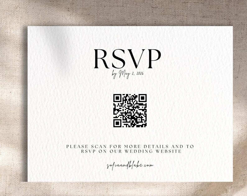 Modern Boho QR Code RSVP Canva Template, Wedding RSVP, Digital Download ...