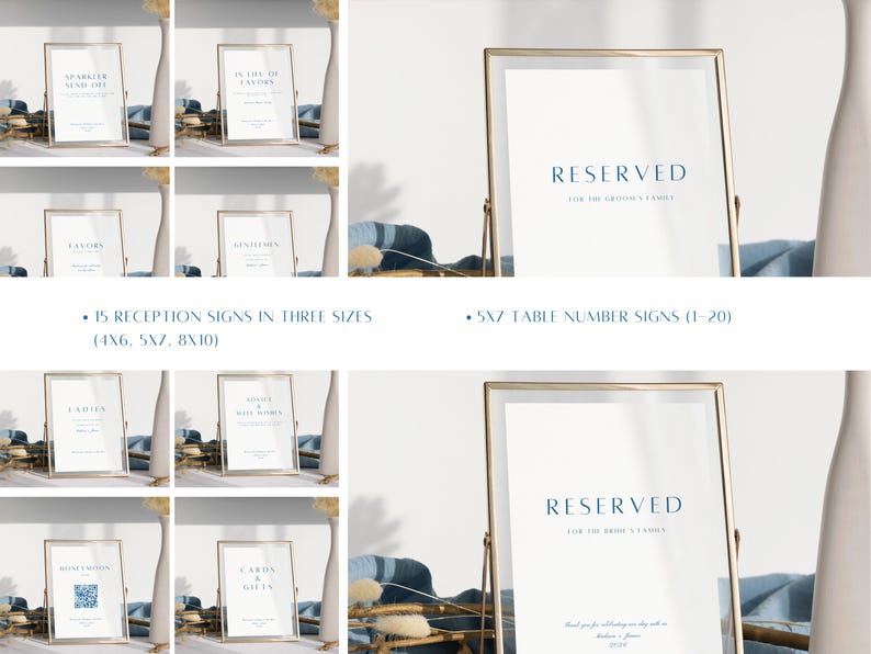 Dusty Blue Complete Wedding Bundle Canva Template, Editable ...