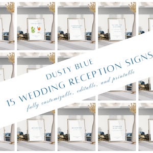 Dusty Blue Wedding Reception Sign Template: Editable Canva Printable ...