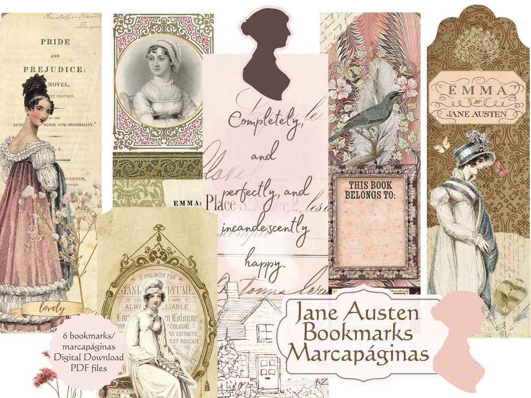 Jane Austen Bookmarks. Digital Download. Printables Jane Austen ...