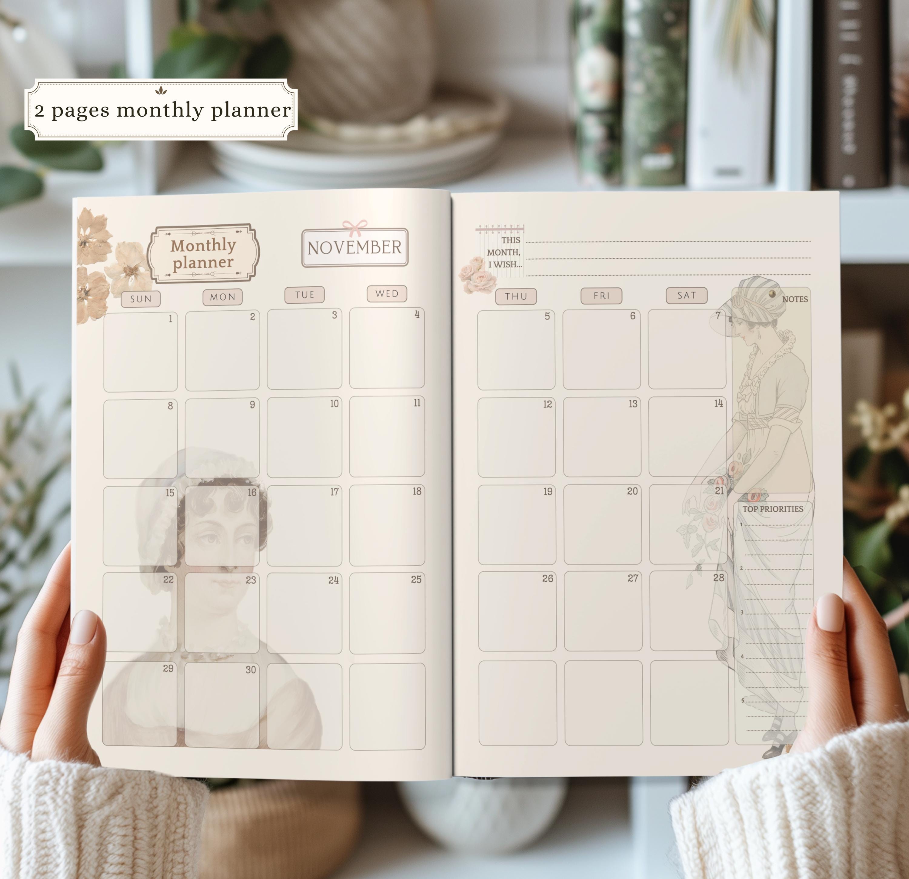 Jane Austen Planner 2026. English. A-5. Dated. 2 Days per Page. Digital ...