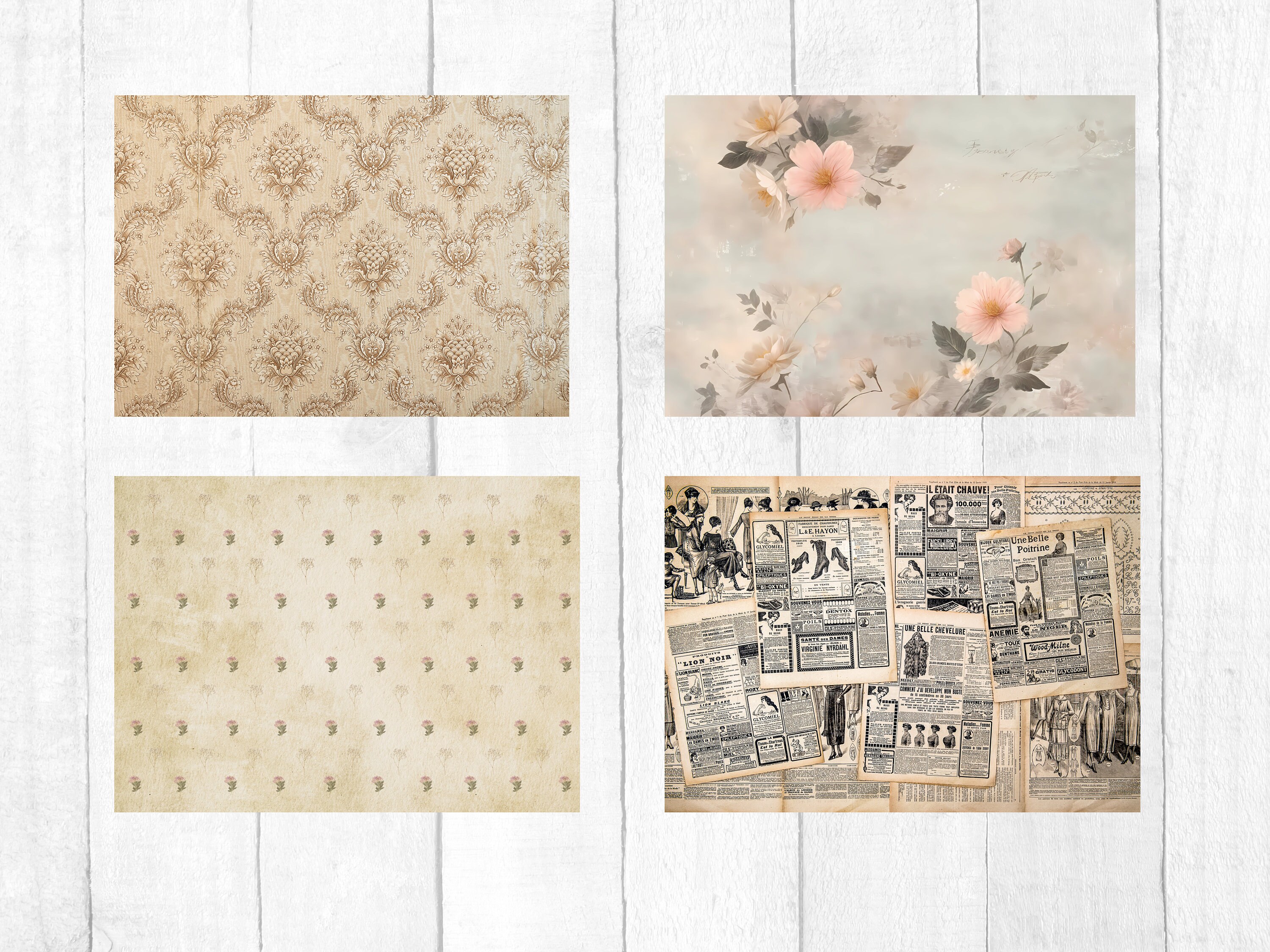 Vintage Digital Papers. Vintage Backgrounds. Journal Pages. Digital ...