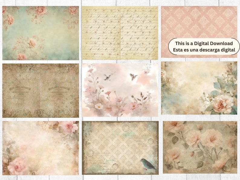 Vintage Digital Papers, Scrapbook Backgrounds, 22 Journal Pages ...