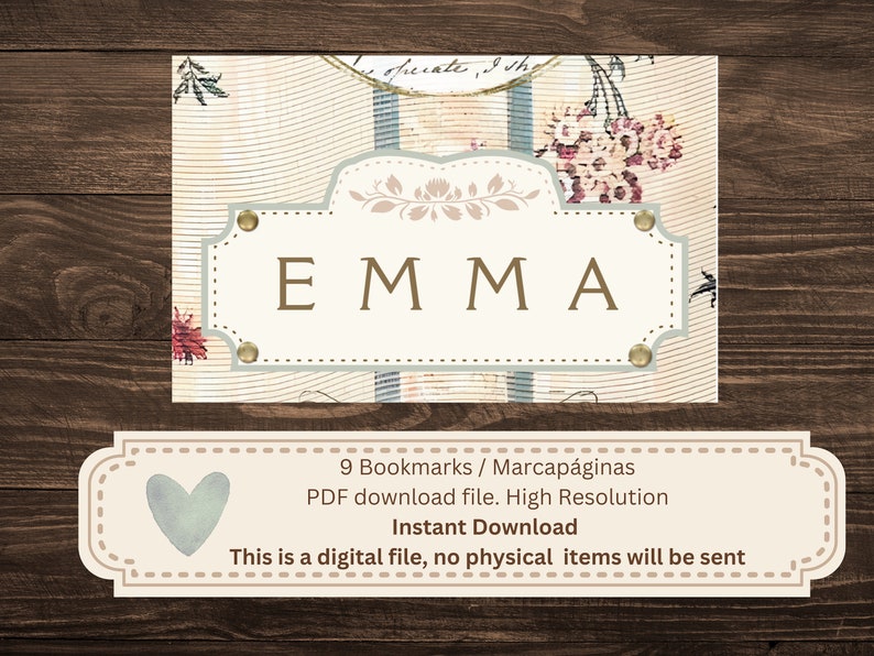 Jane Austen Bookmarks. Emma. Printable Bookmarks. Junk Journal. Digital ...