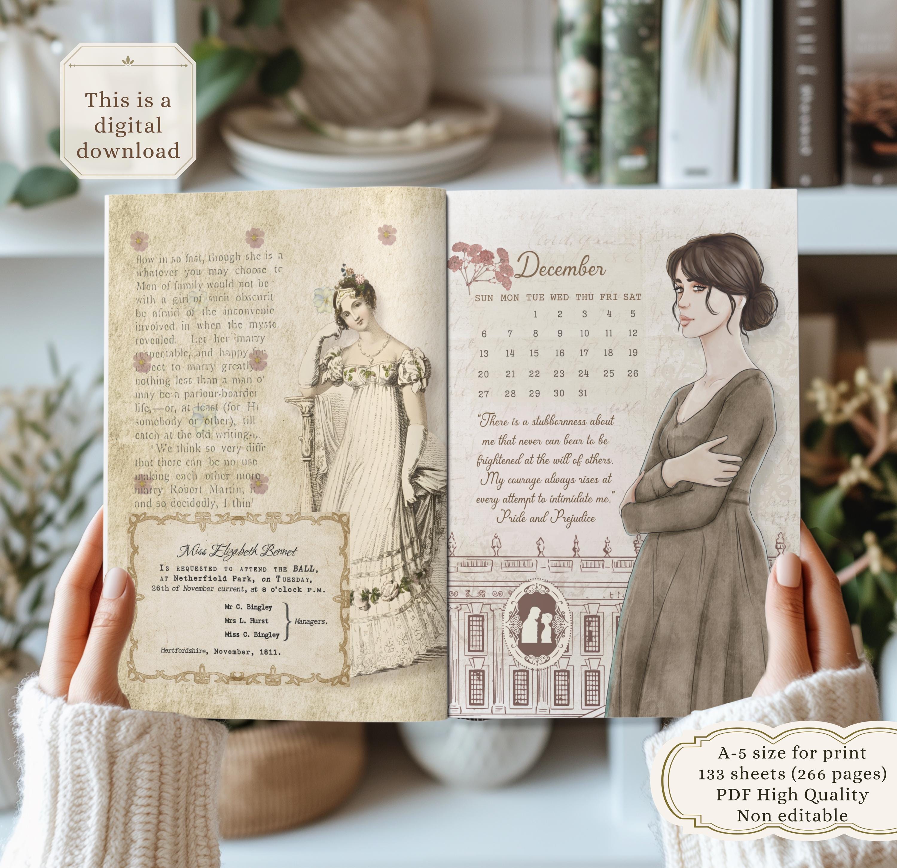 Jane Austen Planner 2026. English. A-5. Dated. 2 Days per Page. Digital ...