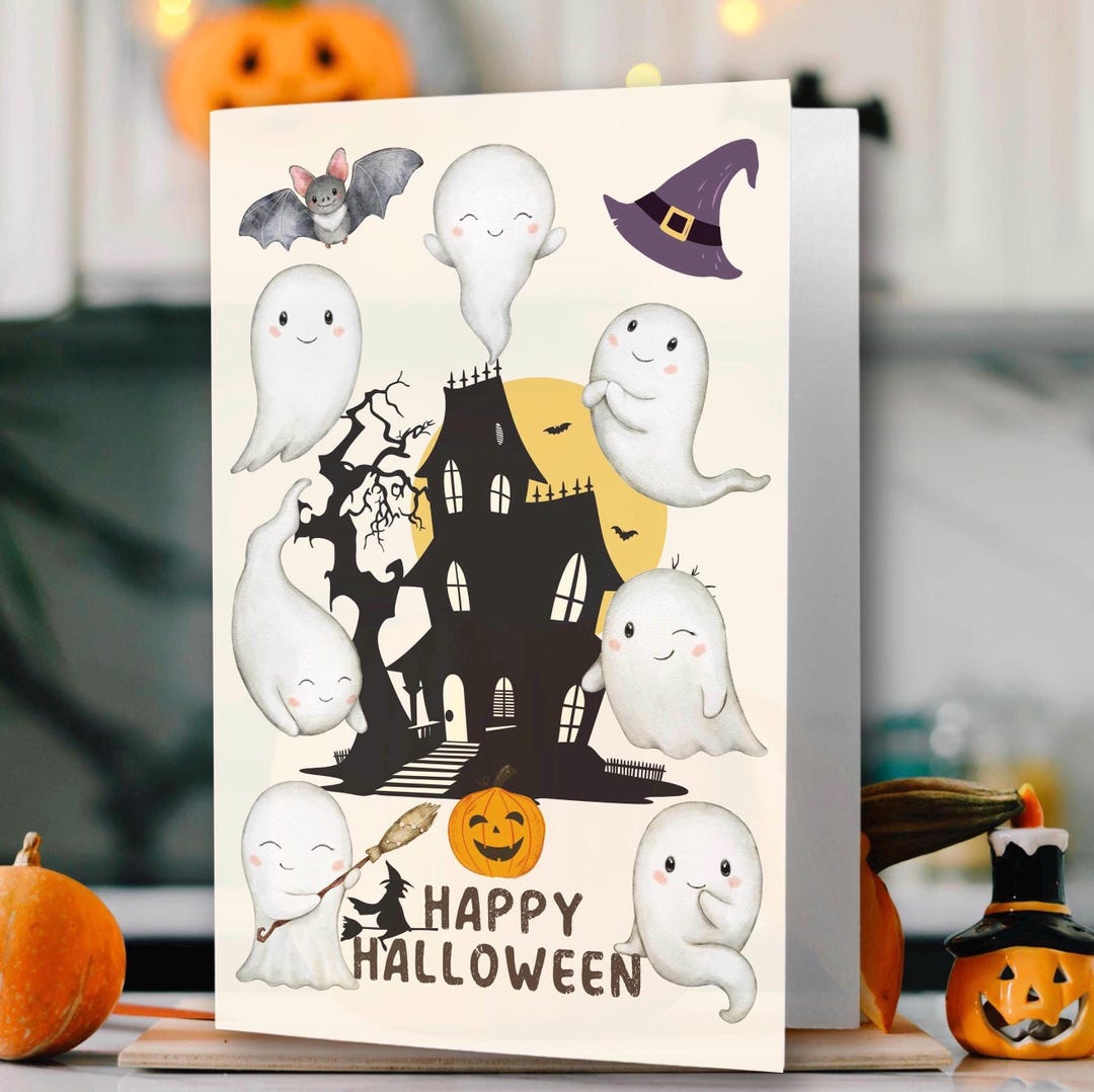 Ghost Halloween Printable Cards | Instant Download | Set of 6 Cards ...