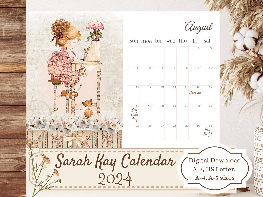 Sarah Kay Calendar 2024. ENGLISH/ ESPAÑOL. Printable. Cottage Girls. A3 ...