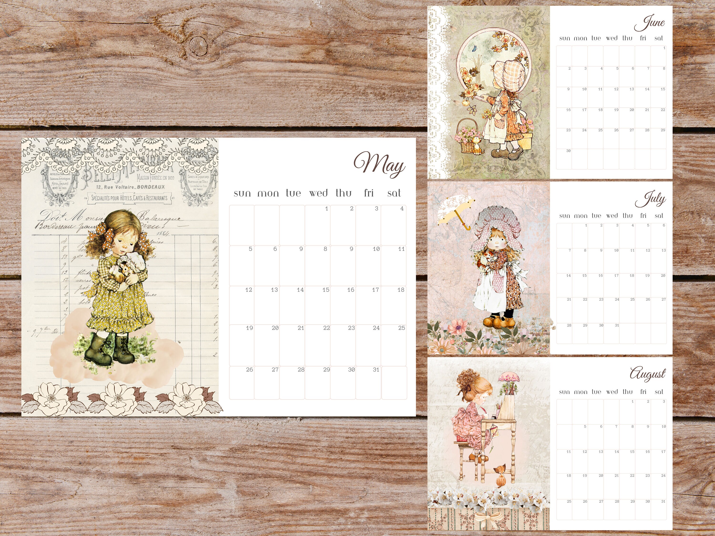 Sarah Kay Calendar 2024. Printable. Cottage Girls. A3 A4 US - Etsy México
