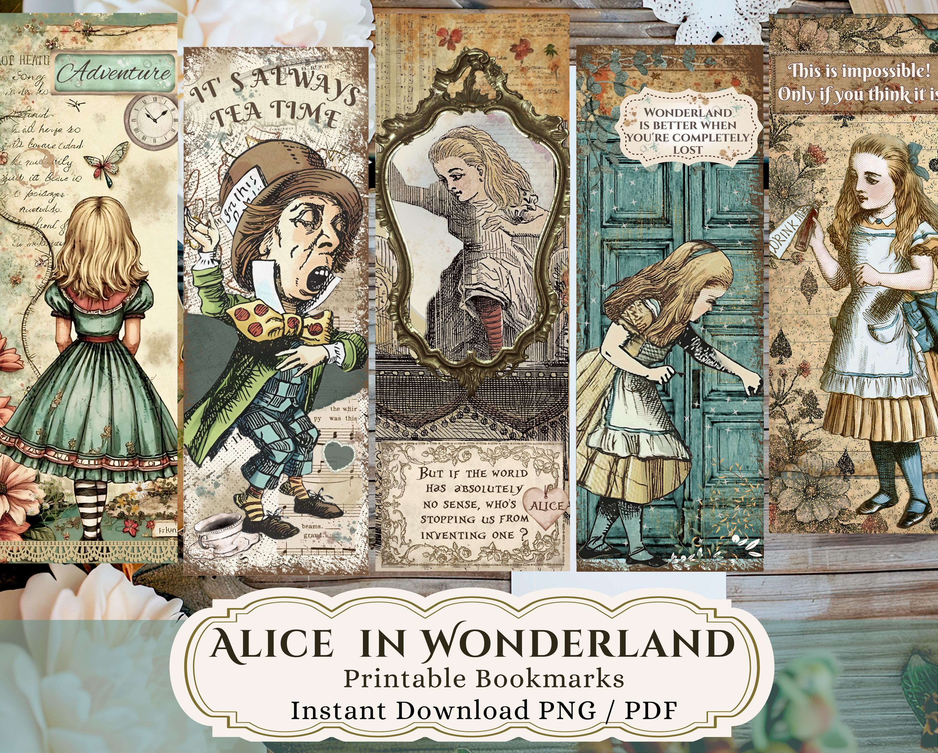 Alice in Wonderland, Bookmarks, Instant Download, 5 PNG, Mad Hatter ...