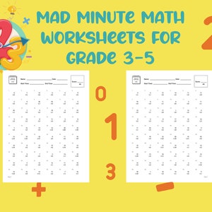 Mad Minute Math Worksheets, Digital Download, Grade 3-5, Time Test ...