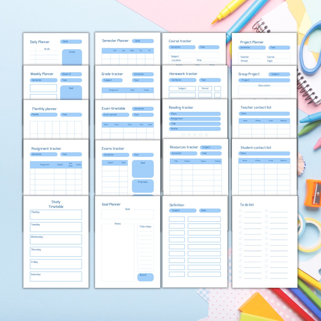 Student Digital Planner, Digital Academic Planner, Study Planner, Study ...