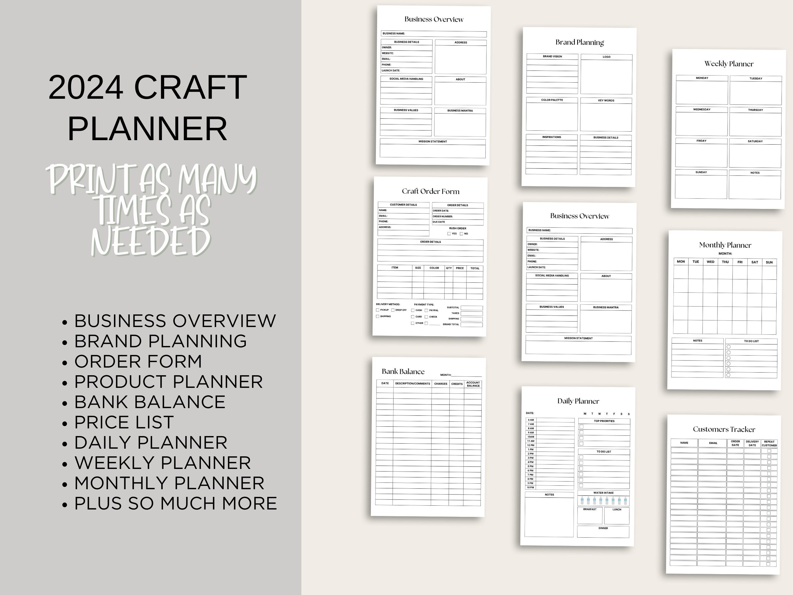 Craft Show Bundle, Craft Fair Planner, Craft Order Form, Inventory ...