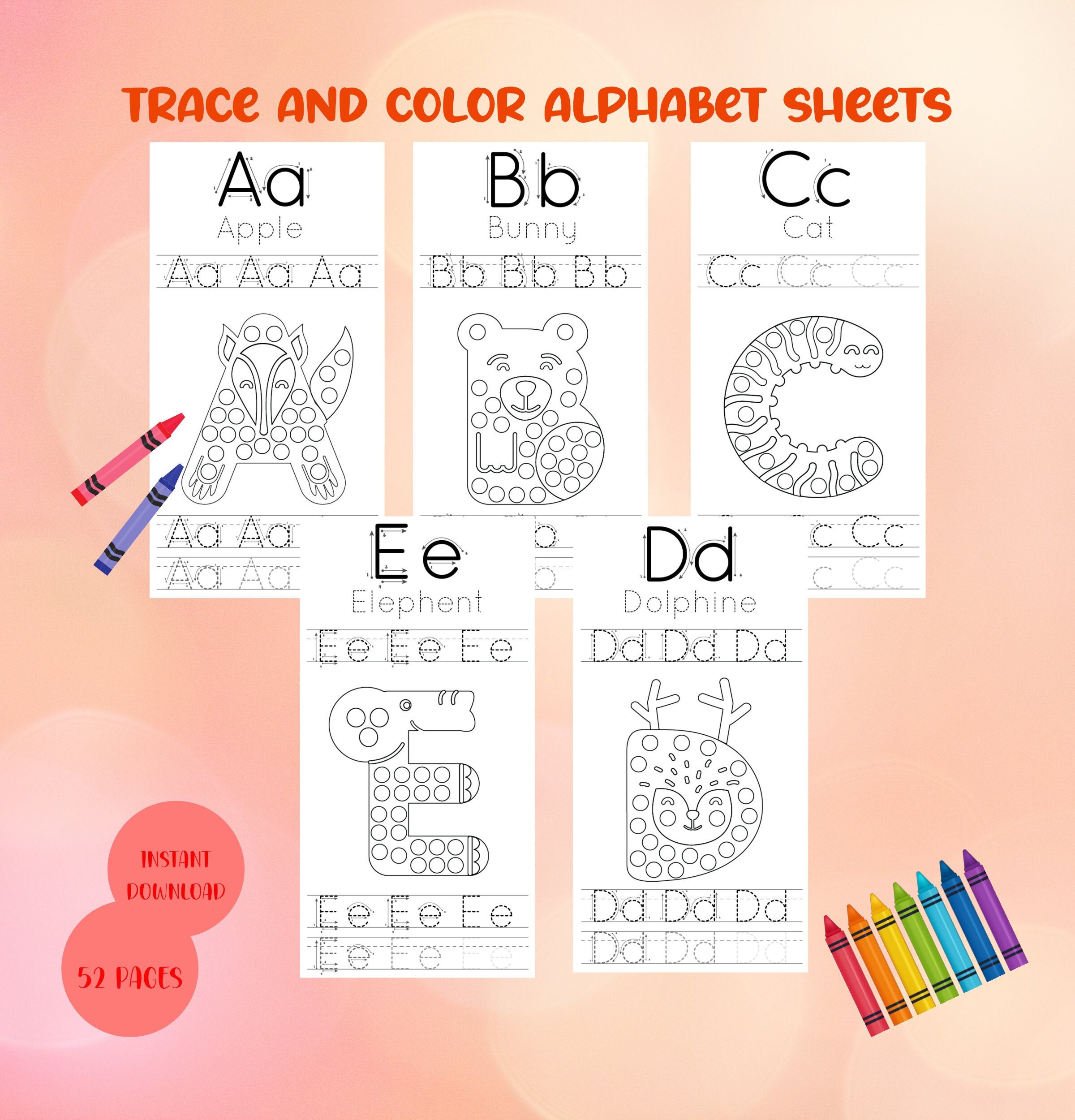 Alphabet Worksheets, Tracing, Coloring, Printable, Letters ...