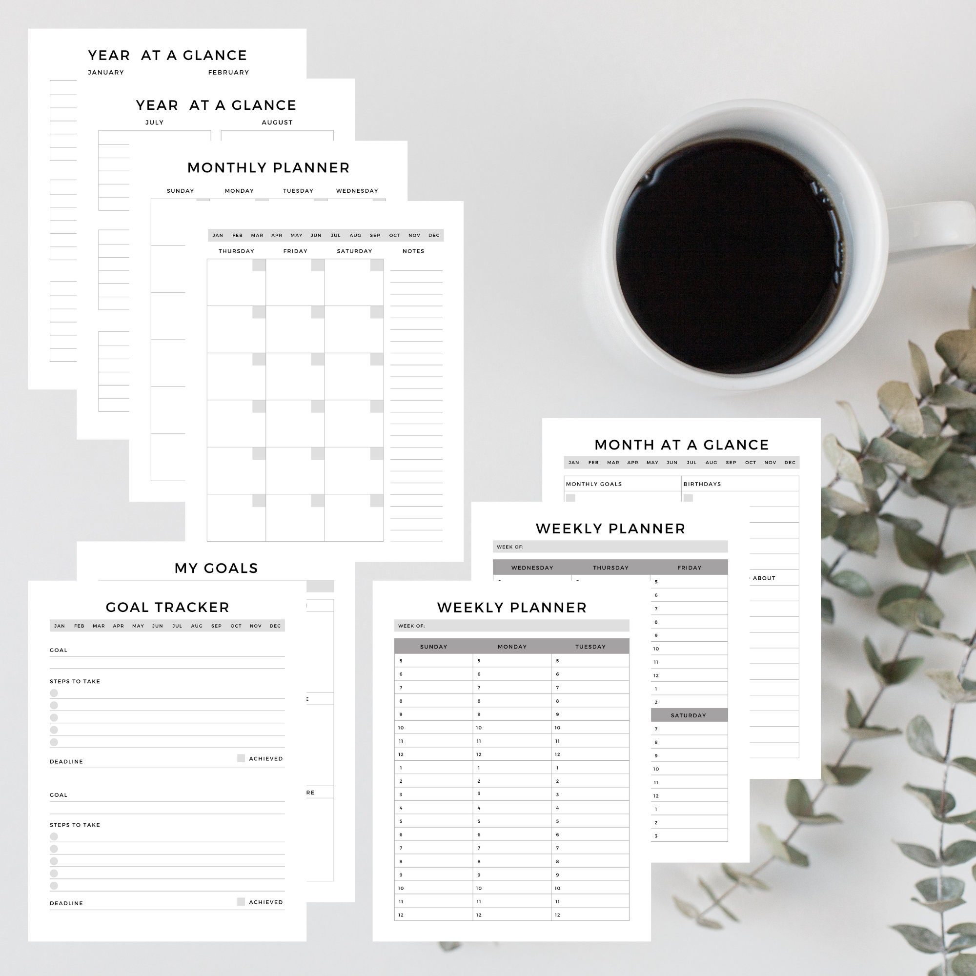 Life Planner Printable, Minimalist Planner Bundle, Daily Planner, 8 ...
