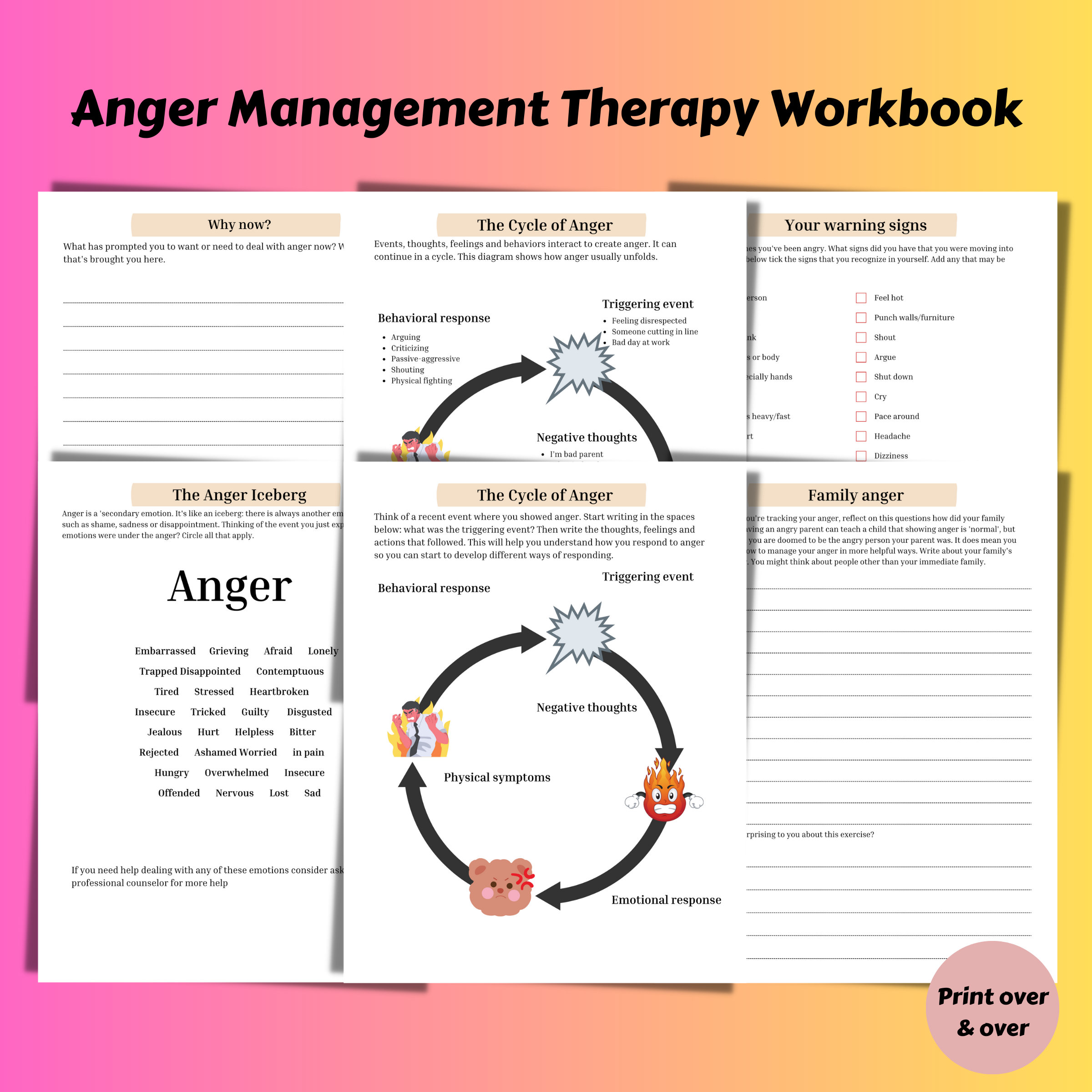 Anger Management Workbook, Coping Skills, Printable Anger Workbook ...