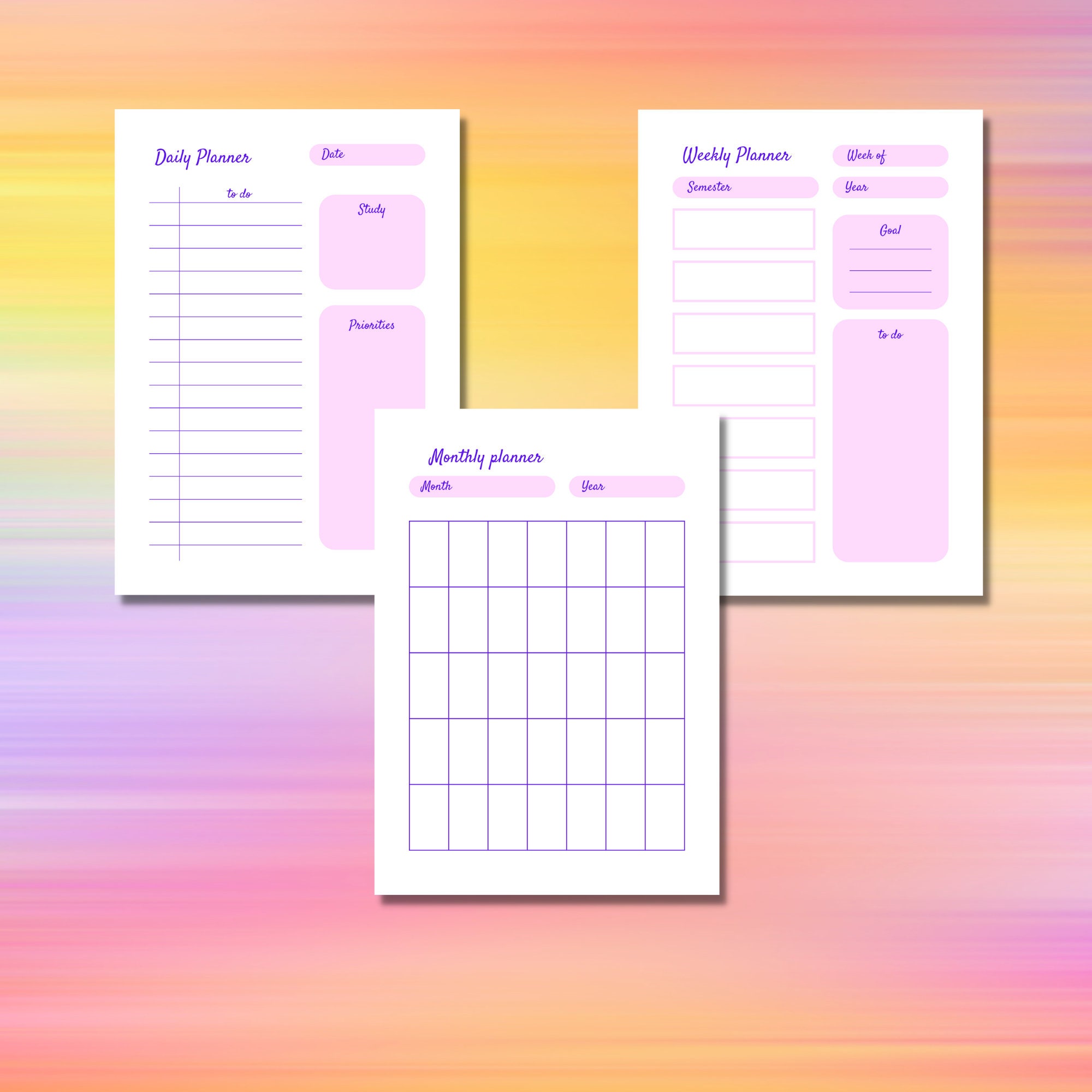 Student Planner, Study Planner, Printable Academic Planner, School ...