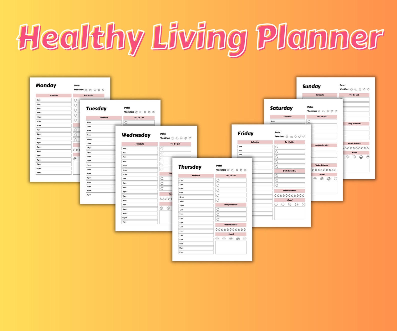 Healthy Living Planner, Wellness Tracker, Self Care Goal Plan, Weight ...