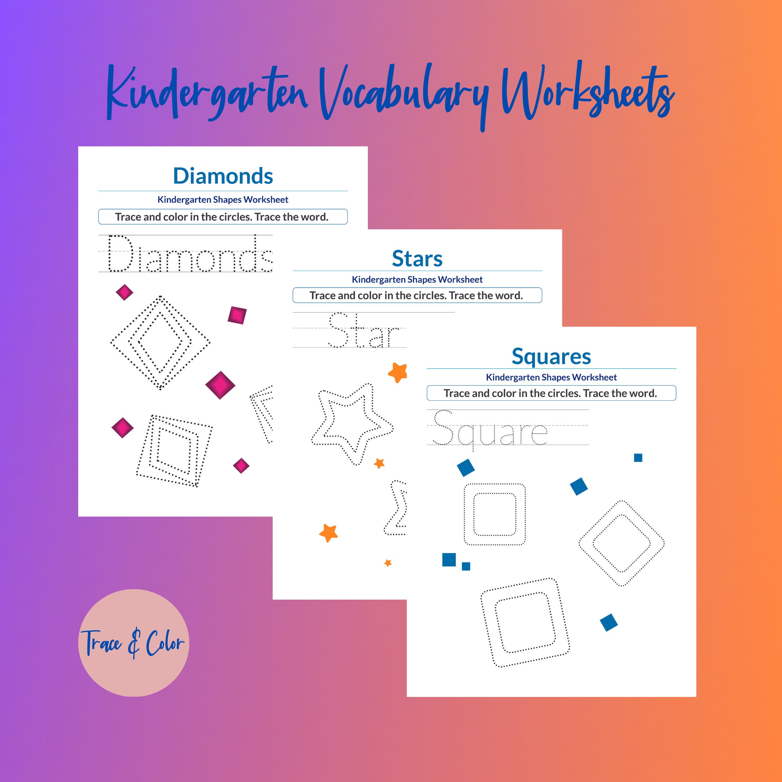 Toddlers Trace and Color Worksheets, Kindergarten, Teacher, Homeschool ...