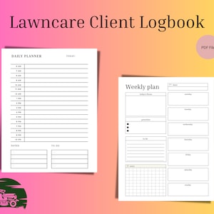 Lawncare Client Log Book, Landscape Work Order, Printable PDF, Weekly ...