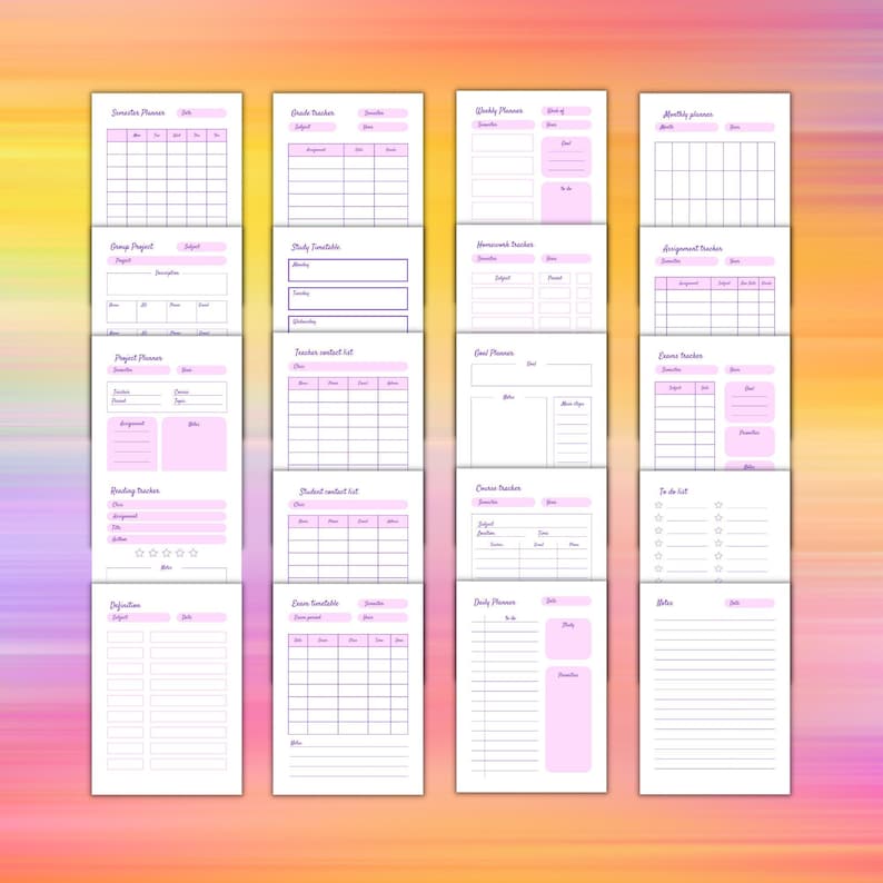 Student Planner, Study Planner, Printable Academic Planner, School ...