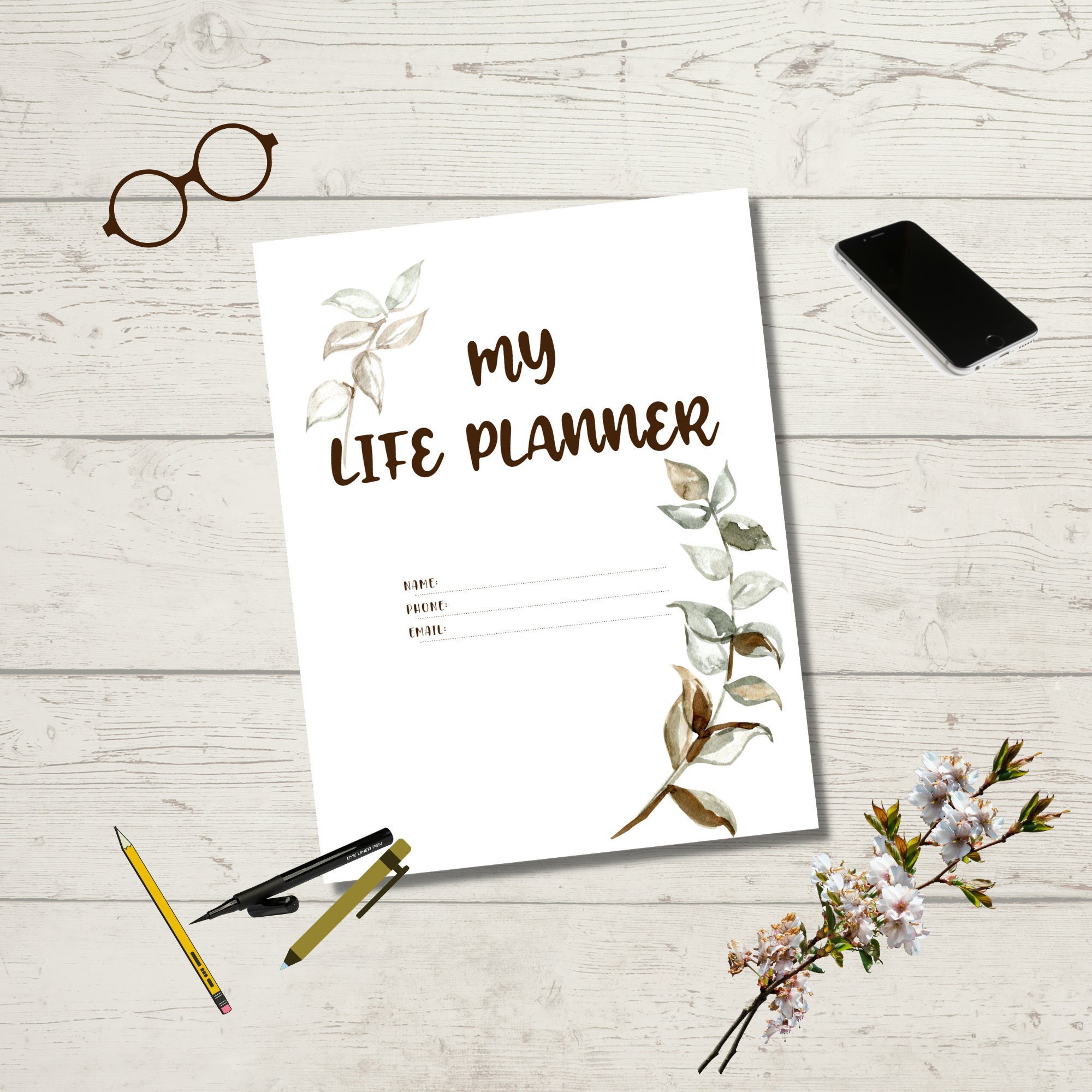 Life Planner Printable, Printable Planner Bundle, Daily Planner, 8.5x11 ...