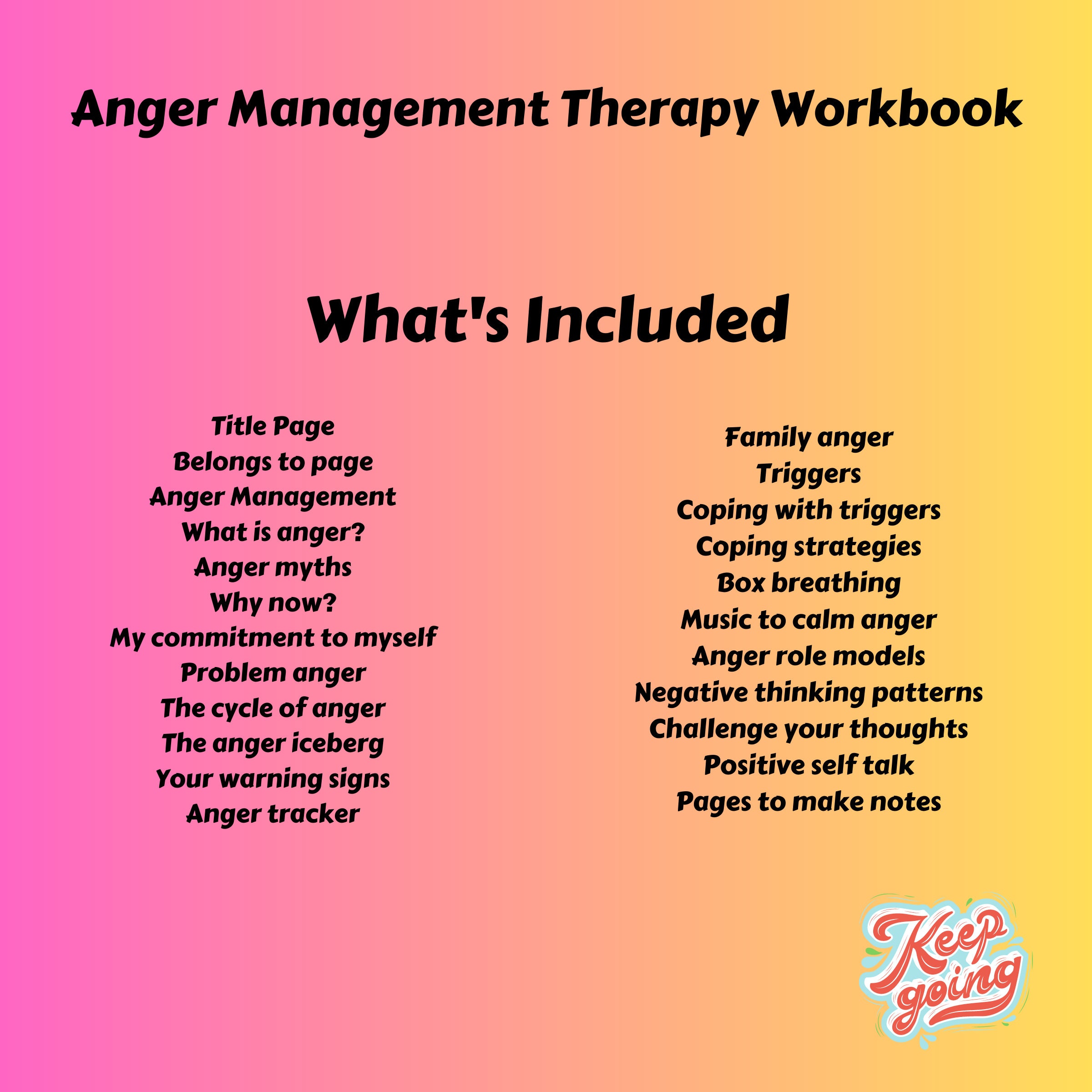 Anger Management Workbook, Coping Skills, Printable Anger Workbook ...