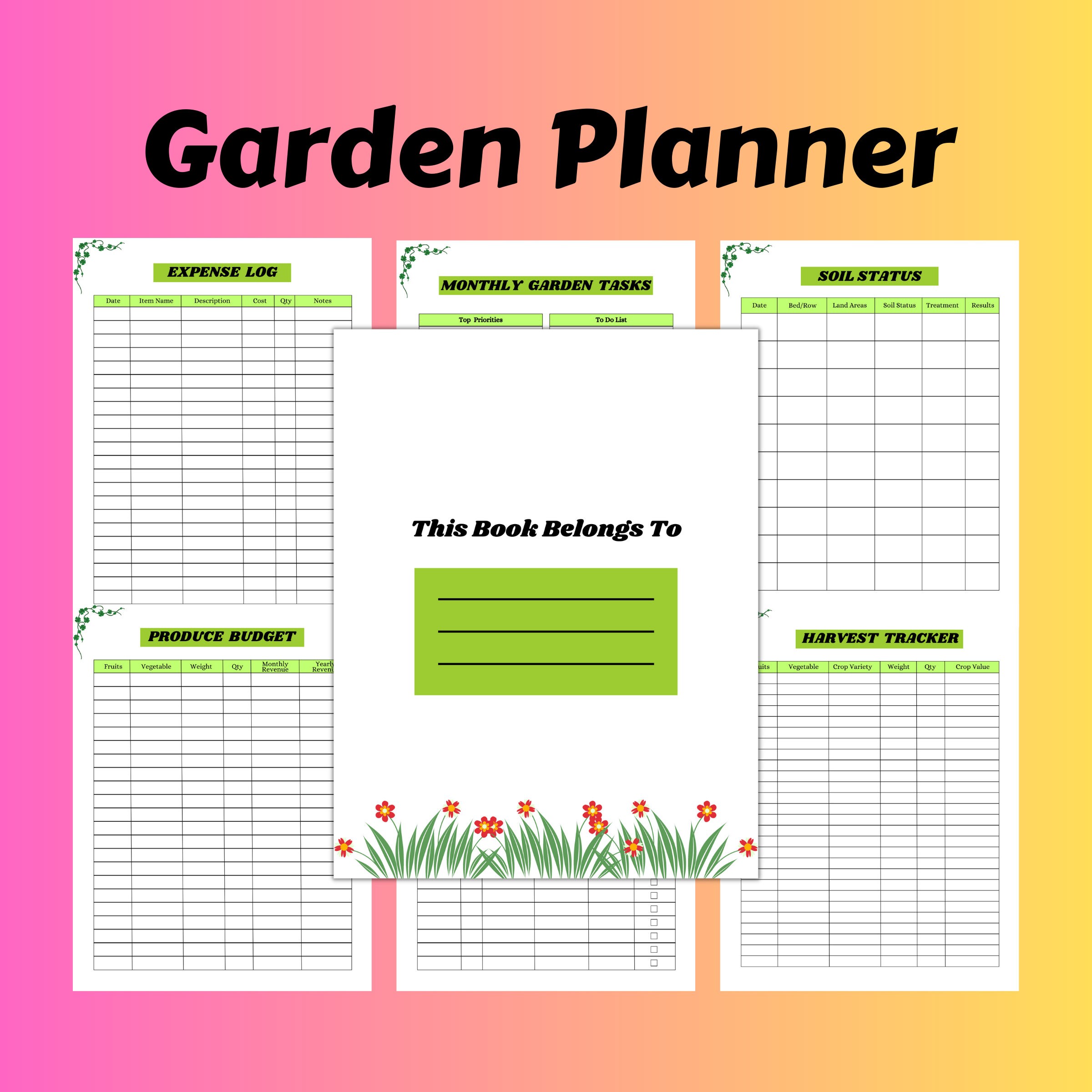 Garden Planner Printable, Planting, Gardening Log, Gardening Book ...