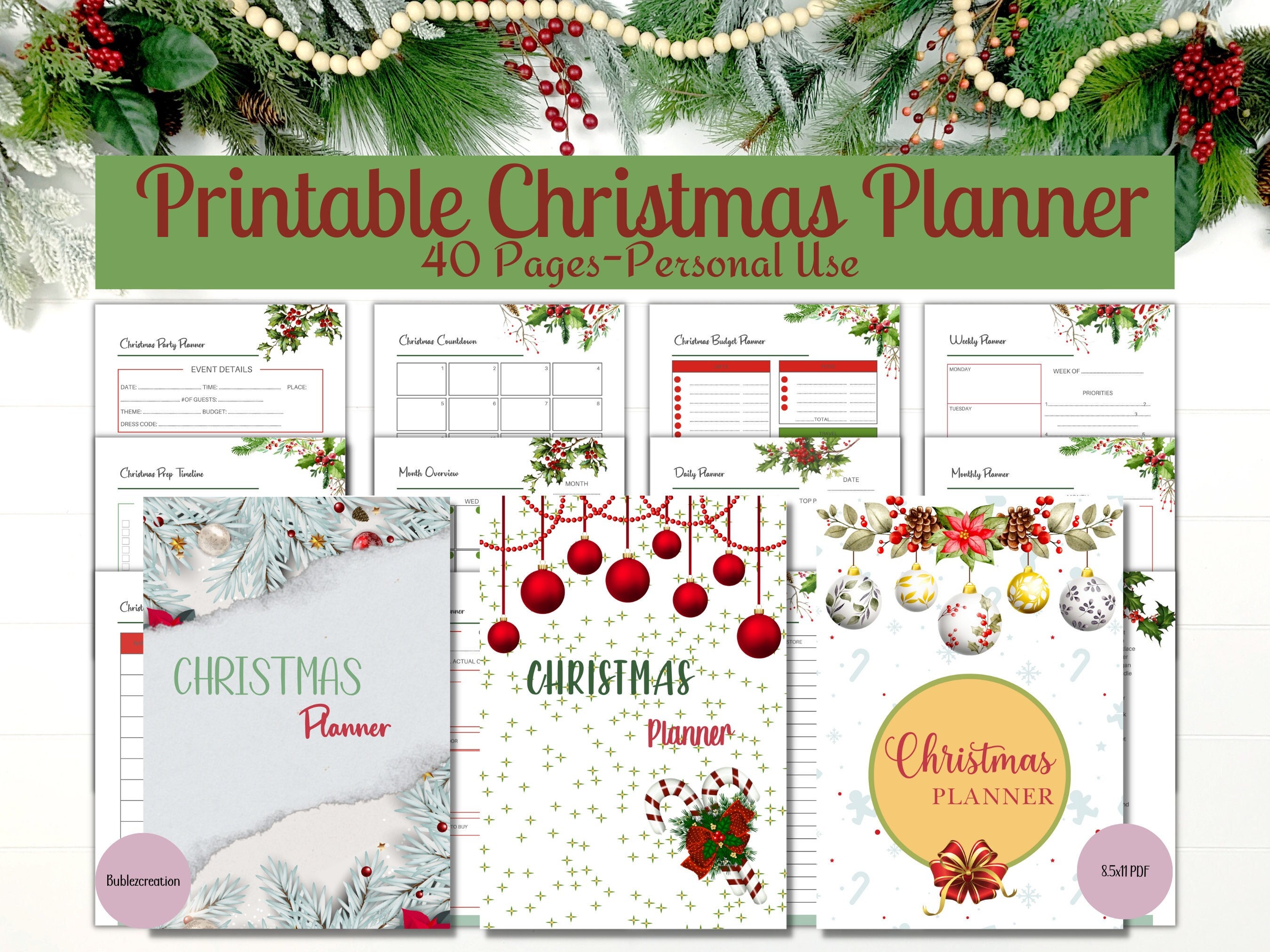 Christmas Planner Printable, Holiday Planner Kit, Xmas Gift Planner ...