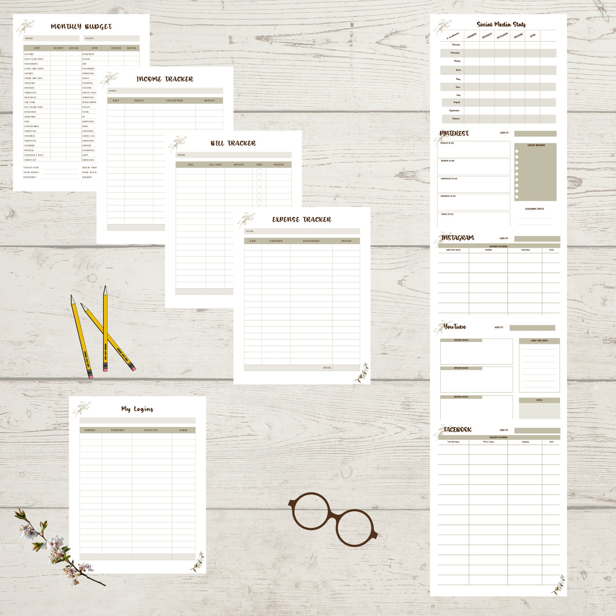 Life Planner Printable, Printable Planner Bundle, Daily Planner, 8.5x11 ...