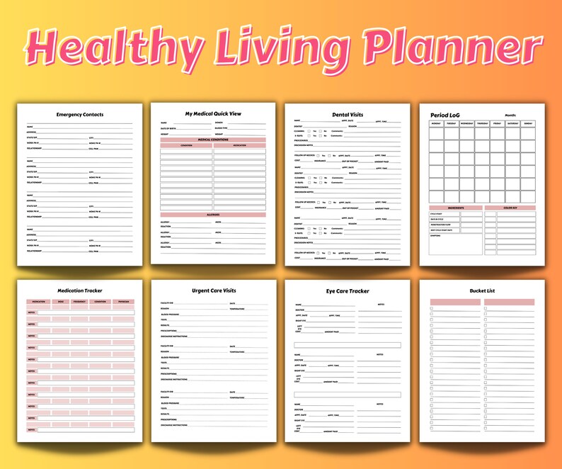 Healthy Living Planner, Wellness Tracker, Self Care Goal Plan, Weight ...