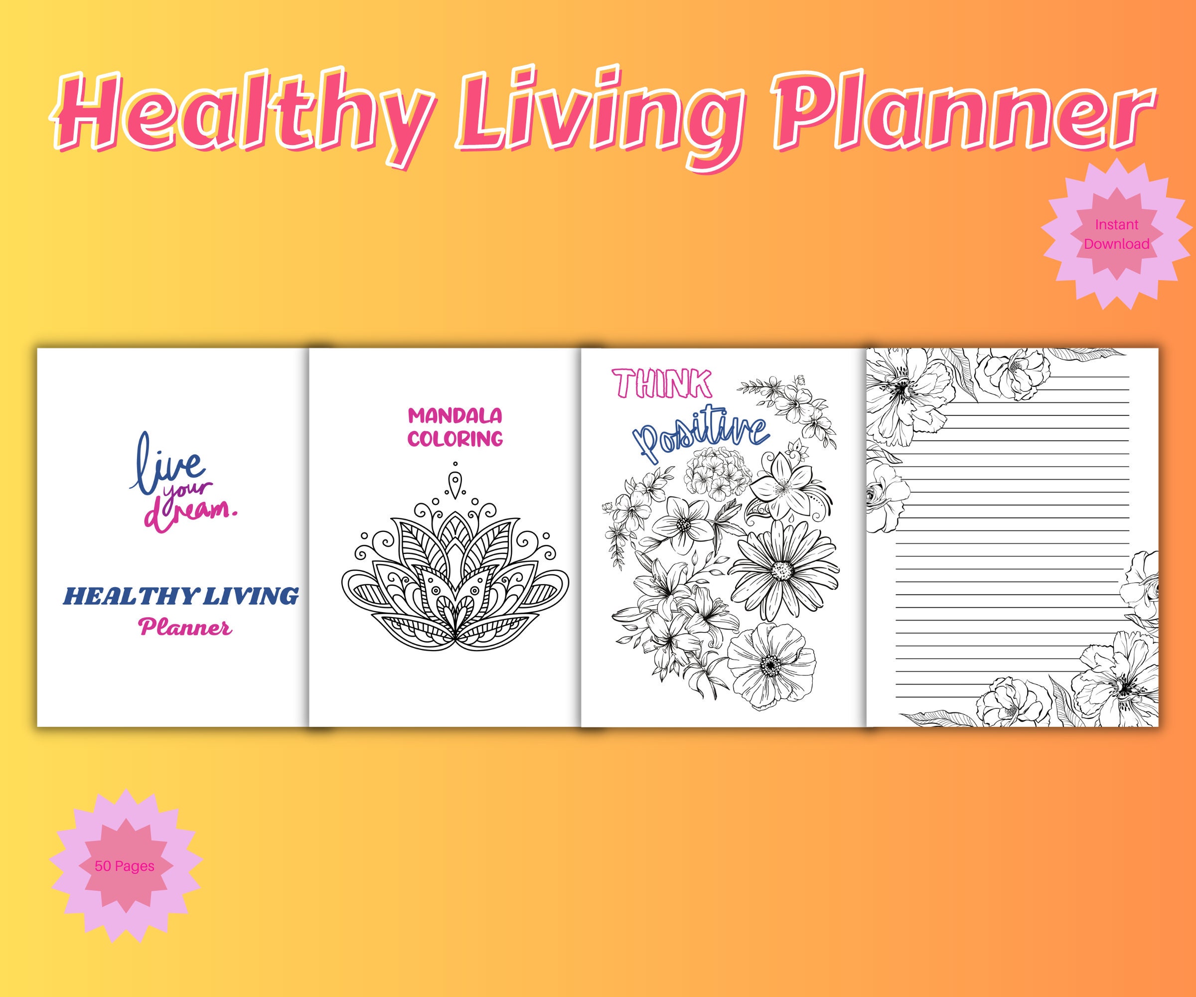 Healthy Living Planner, Wellness Tracker, Self Care Goal Plan, Weight ...