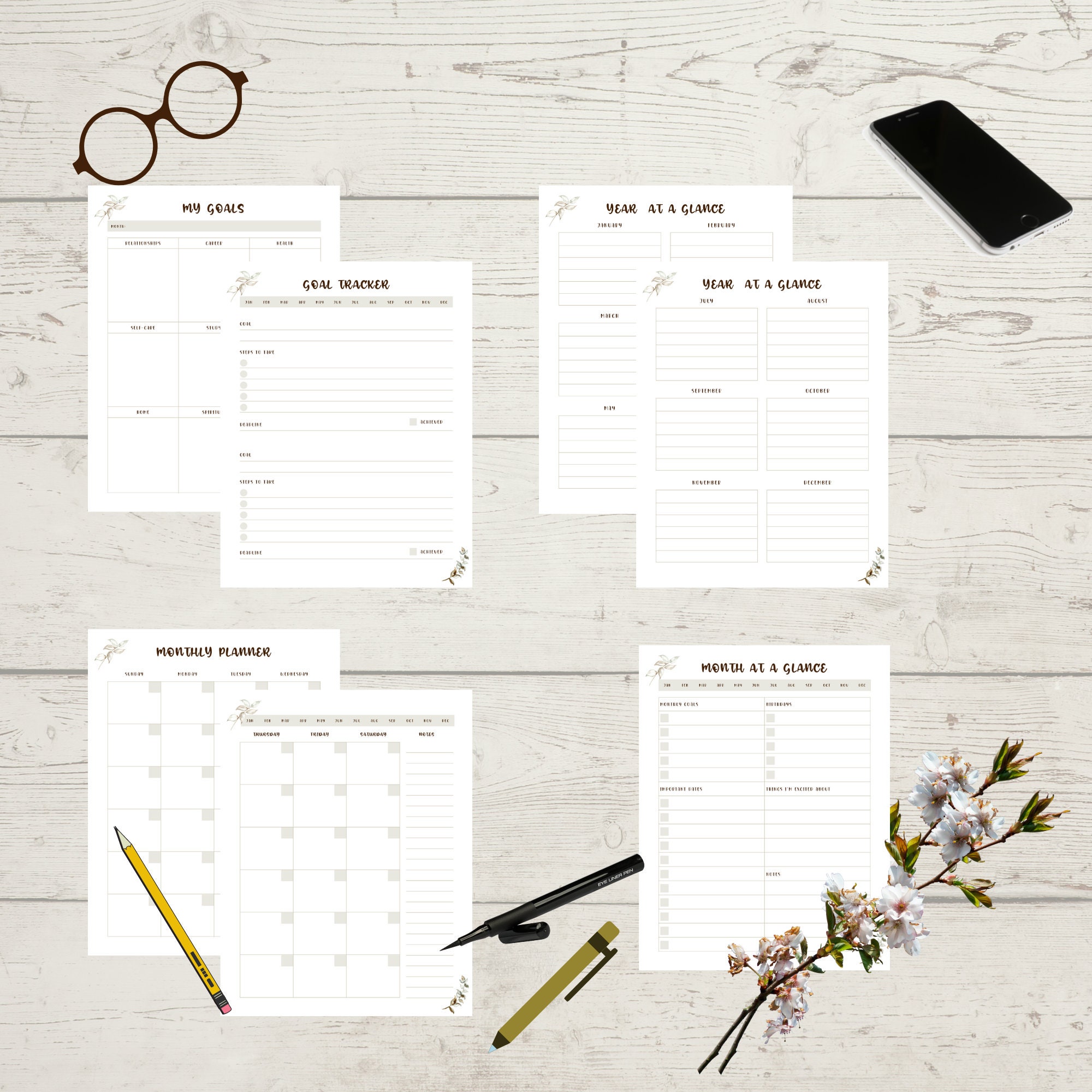 Life Planner Printable, Printable Planner Bundle, Daily Planner, 8.5x11 ...