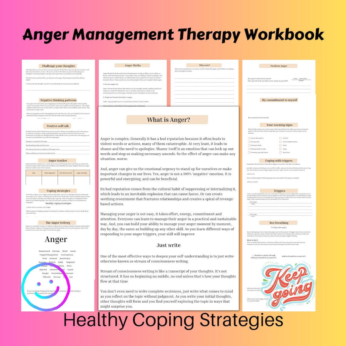 Anger Management Workbook, Coping Skills, Printable Anger Workbook ...