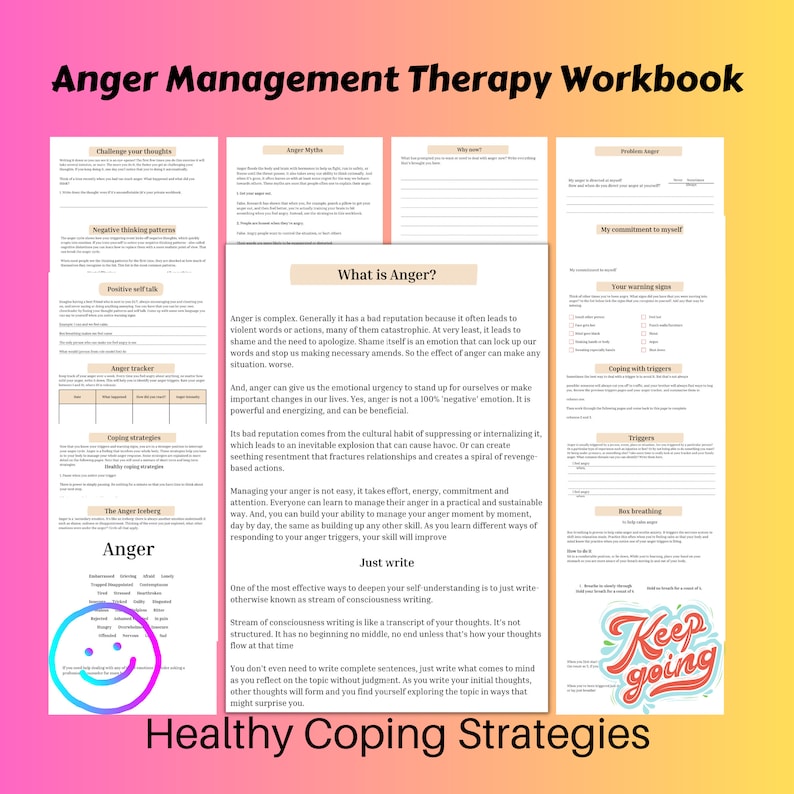 Anger Management Workbook, Coping Skills, Printable Anger Workbook ...