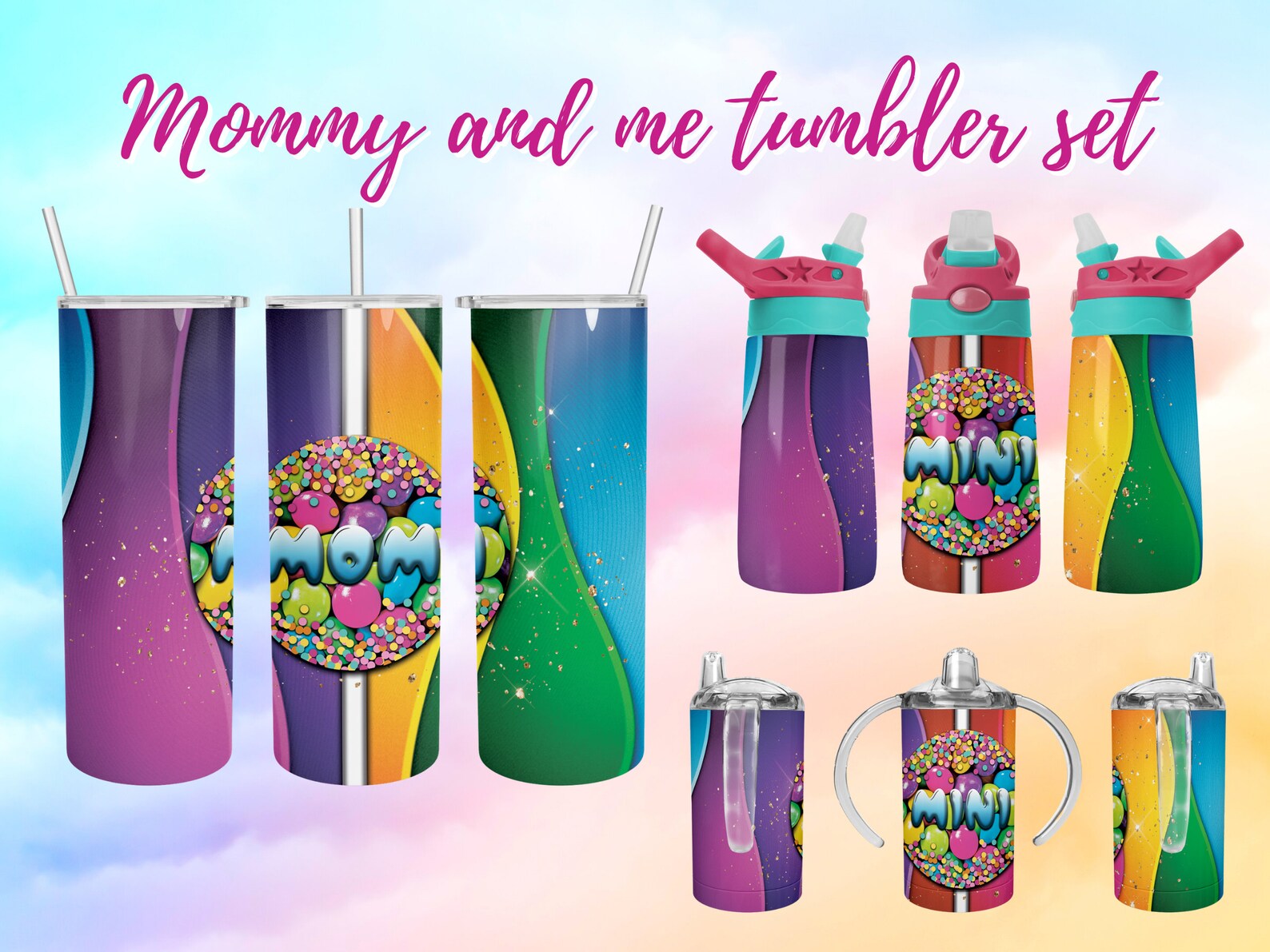 Mommy And Me Tumbler Wrap Set Png Digital Download Sublimation Etsy