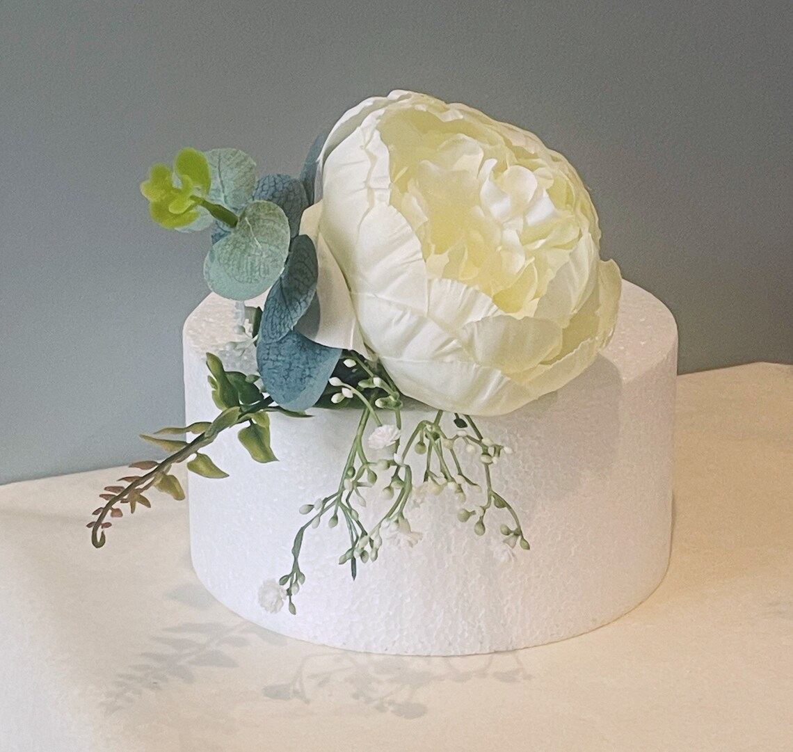 White Peonies Flower Cake Topper Artificial Silk Flowers for - Etsy