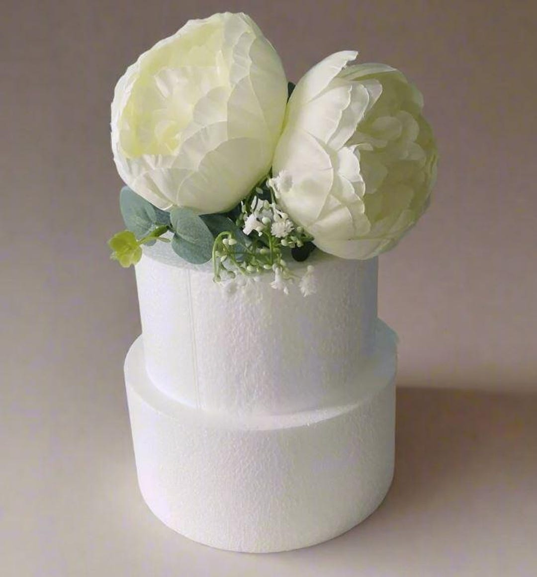 White Peonies Flower Cake Topper - Artificial Silk Flowers for Wedding ...