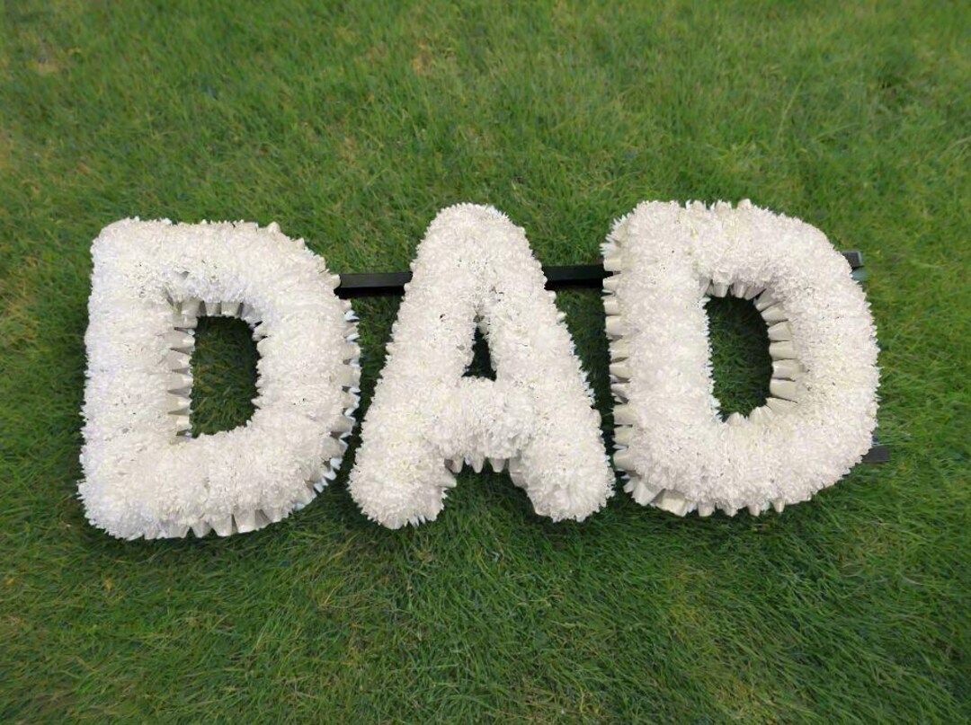 Dad Artificial White Silk Flower Letter Tribute Grave Flowers, -claire ...