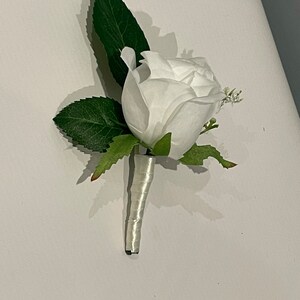 White Rose Boutonniere Buttonhole Artificial Silk Flowers - Etsy