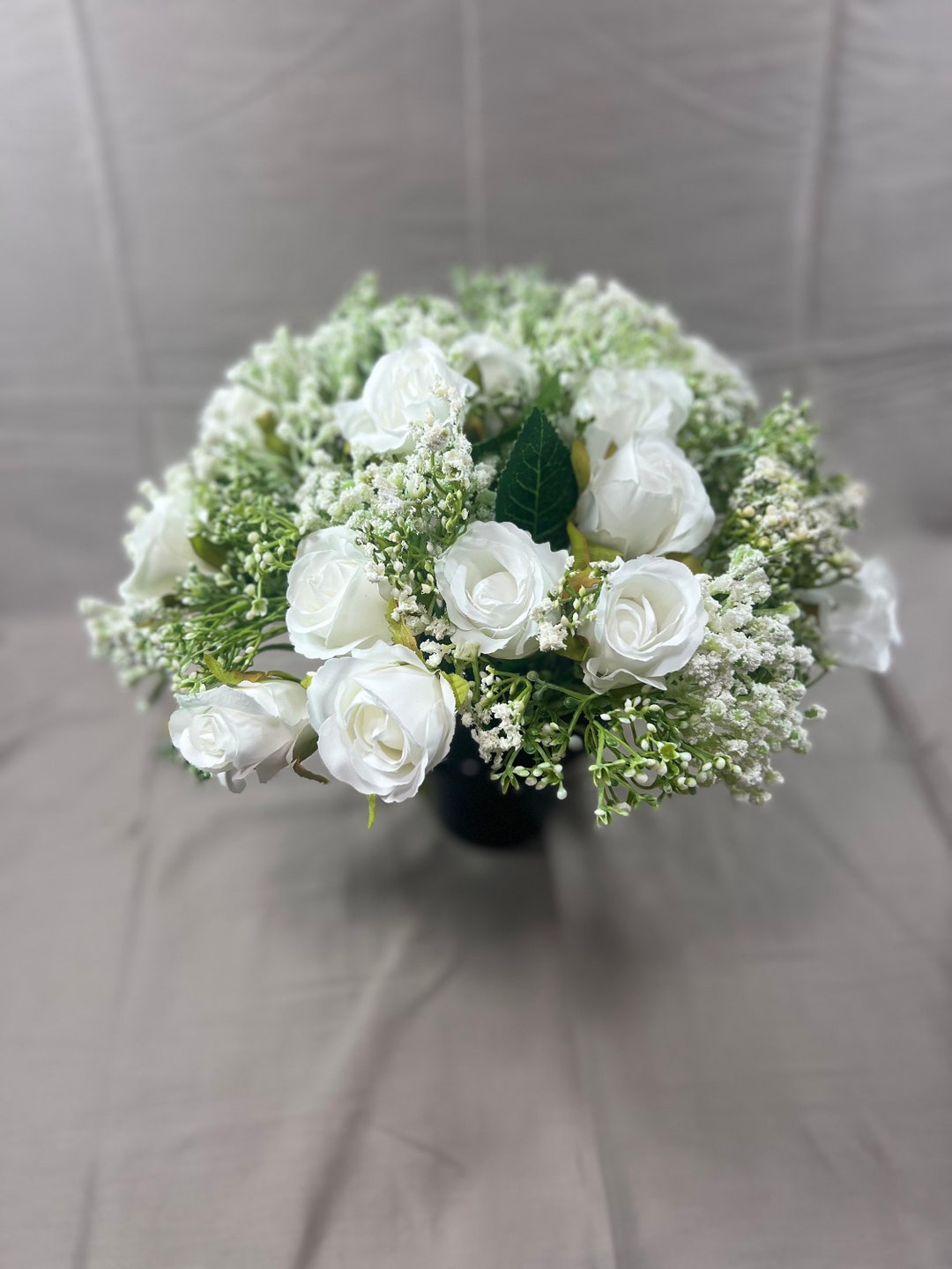 White Funeral Tribute Funeral Pot Remembrance Flowers - Etsy