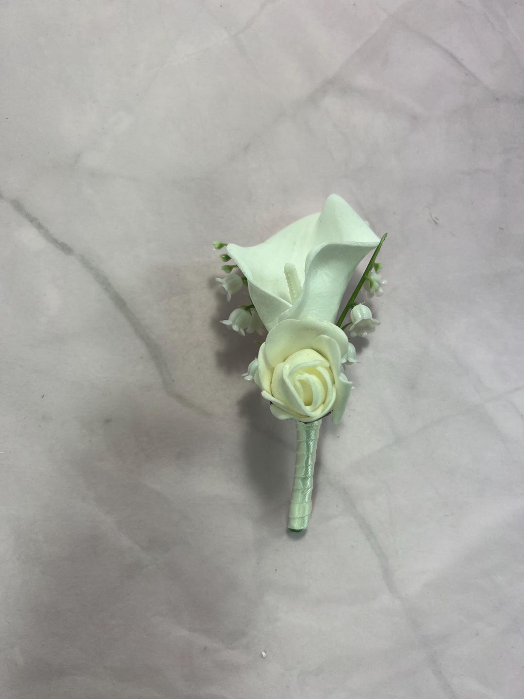Modern White Calla Lily Buttonhole / Artificial White Real Touch Calla ...