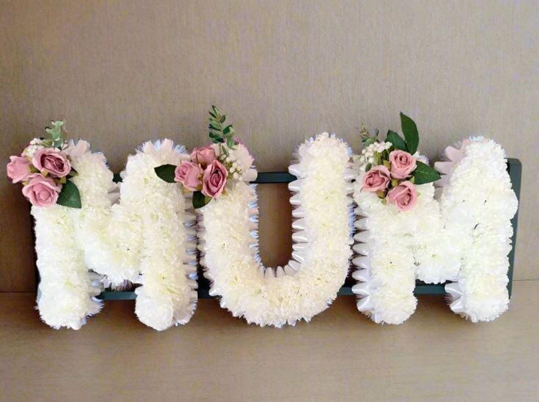 Mum Artificial Silk Flower Letter Tribute Grave Flowers, Pink Spray ...