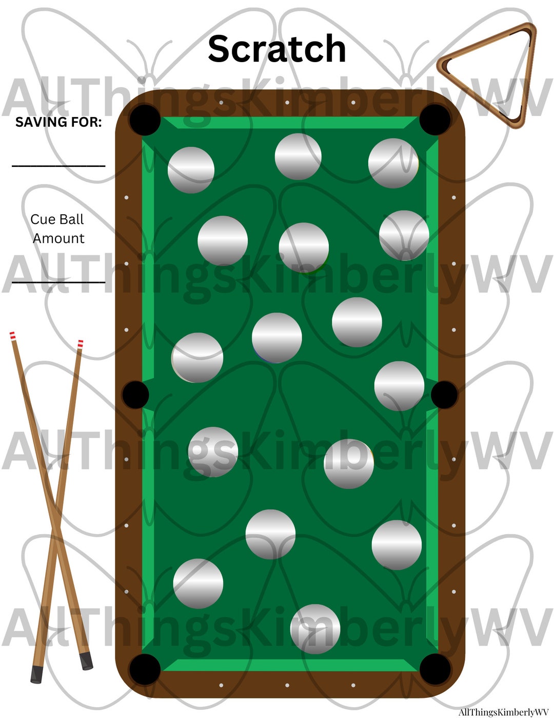 Scratch Off-scratch-billiards Scratch off Game-savings Challenge - Etsy