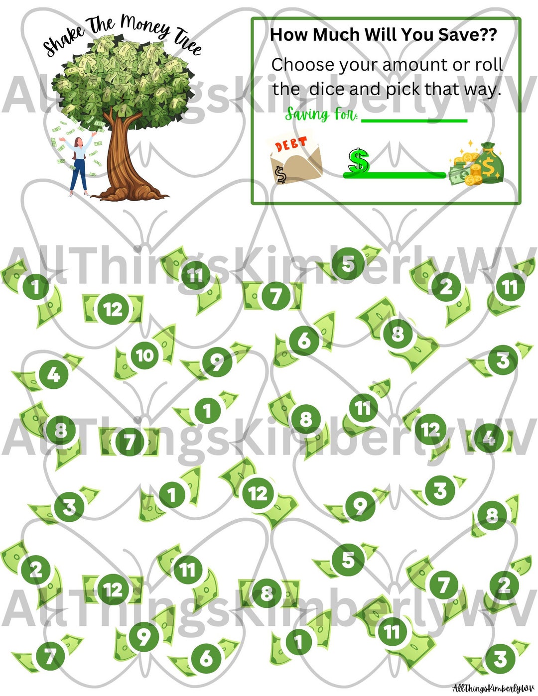 Shake the Money Tree Savings Challenge, Full Size With A6 Dashboards in ...